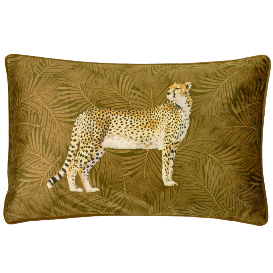 Cheetah Forest Velvet Cushion Gold - Sofa Shop Norwich Norfolk Suffolk ...